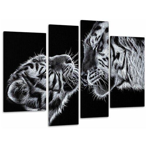 Модульная картина на стену для интерьера / Животные / "Черно-белые тигры" 75x118 см MK40228_T
