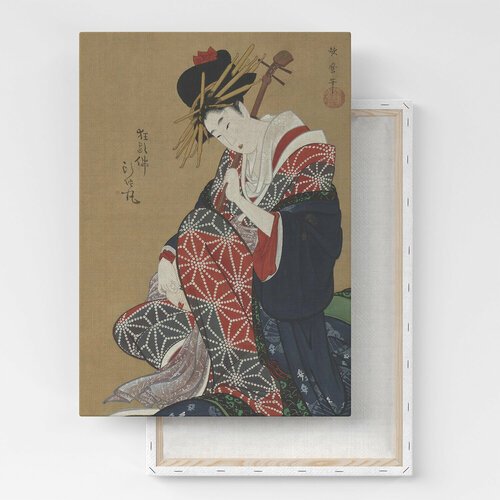 Картина на холсте, репродукция / Китагава Утамаро - Shamisen Player / Размер 40 x 53 см