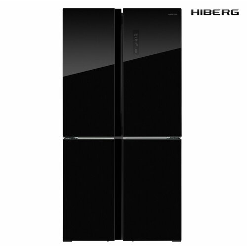 Отдельностоящий холодильник HIBERG RFQ-555DX NFGB inverter Cross Door "Черное мерцающее стекло" 181*91