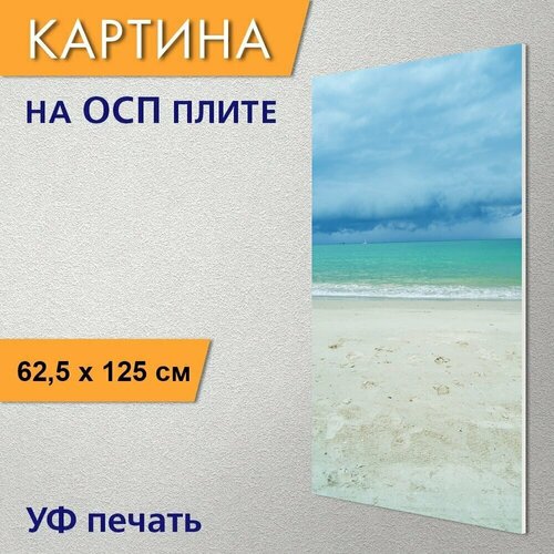 Вертикальная картина на ОСП "Пейзаж, морской, небо" 62x125 см. для интерьериа