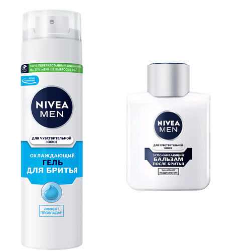 Набор Nivea Men: бальзам после бритья Успокаивающий, гель для бритья Охлаждающий