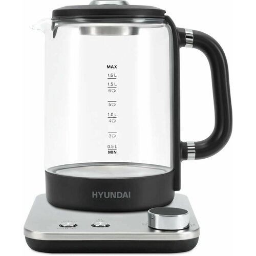 Чайник электрический Hyundai HYK-G5401, 2200Вт, серый и серебристый