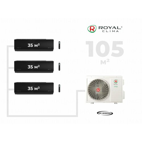 Инверторная мульти сплит-система Royal Clima Multi Gamma Attica Nero на 3 комнаты (3*35 м2) 4TFM-32HN/OUT + 3*RCI-ANF12HN, комплект, черный