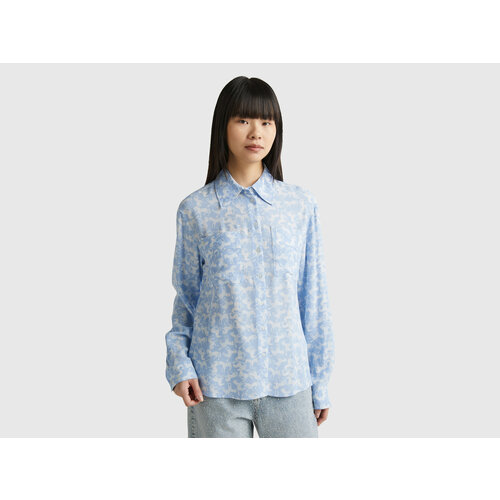 Рубашка UNITED COLORS OF BENETTON, размер S, голубой