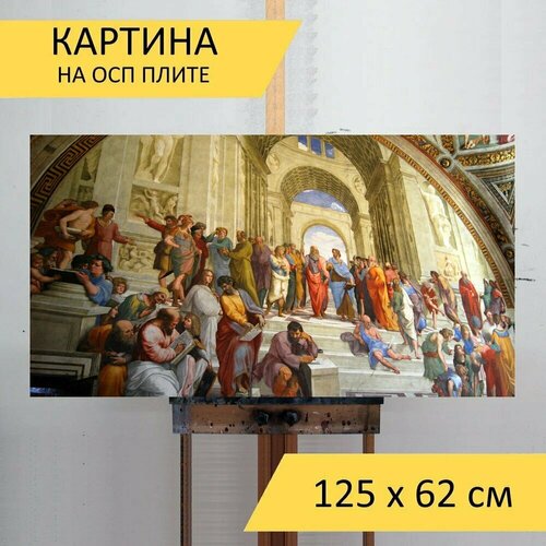 Картина на ОСП 125х62 см. "Фреска, ватикан, музеи ватикана" горизонтальная, для интерьера, с креплениями