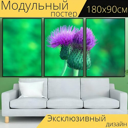 Модульный постер "Природа, флора, цветок" 180 x 90 см. для интерьера