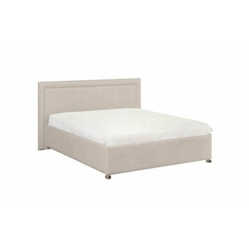 Двуспальная кровать Нью-Йорк 160x200 с подъемным механизмом и с коробом для белья велюр белый ножки 13 см хром