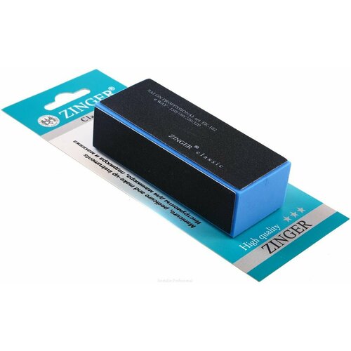 Zinger Бафик для шлифовки ногтей 4-х сторонний / Classic EK-102, 150 / 180 / 220 / 320 грит, черный
