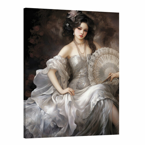 Интерьерная картина 50х70 "Принцесса с серебряной веером"
