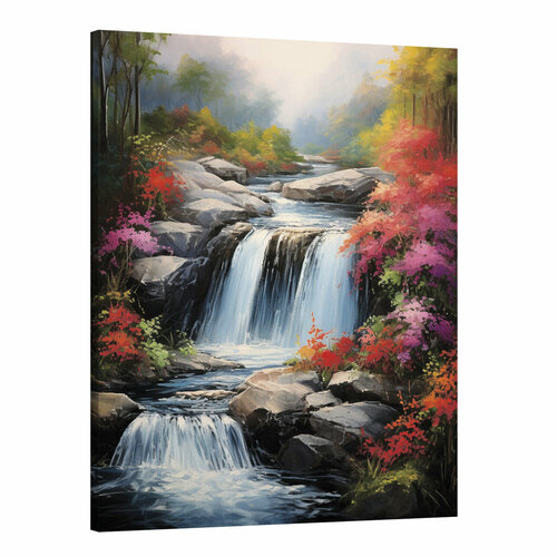 Интерьерная картина 50х70 "Свежесть водопада"