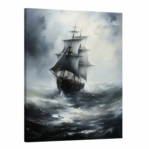 Интерьерная картина 50х70 "Парусник в морской пучине"
