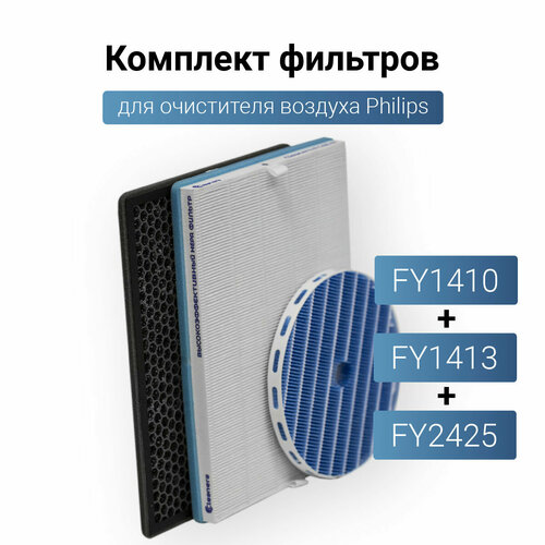 HEPA фильтр для очистителя воздуха + угольный + увлажняющий для Philips AC1213, AC1214, AC1215, AC1217, AC2729, комплект FY1410 + FY1413 + FY2425