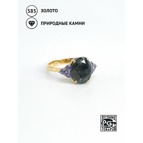 Кольцо Кристалл Мечты, желтое золото, 585 проба, танзанит, александрит, размер 18