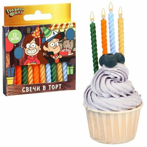 Набор свечей для торта "С Днем Рождения", 12 штук, Гравити Фолз (комплект из 24 шт)