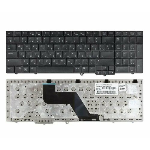 Клавиатура для ноутбука HP Probook HP ProBook 6540b, 6545b, 6550b, 6555b Series. Плоский Enter Черная, без рамки PN: NSK-HHM0R, 9Z. N3F82. M0R