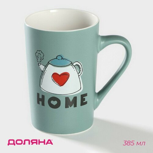 Кружка фарфоровая Доляна Good morning. Home, 385 мл, цвет голубой