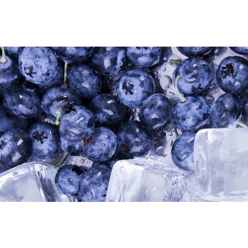 Картина на холсте 60x110 LinxOne "Черника, лёд, вода, ягоды" интерьерная для дома / на стену / на кухню / с подрамником