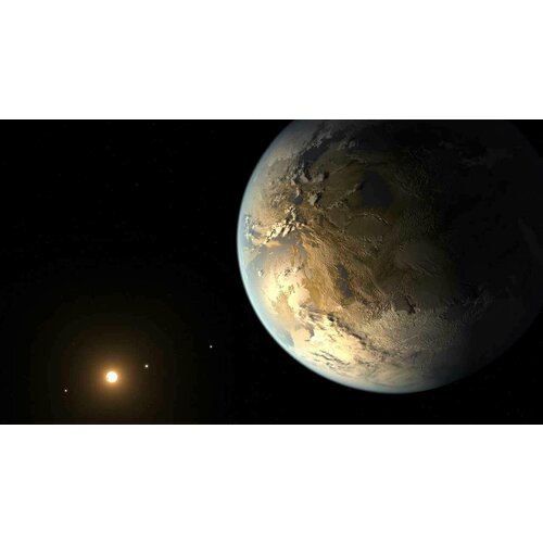 Картина на холсте 60x110 LinxOne "Земля снимок солнце Кеплер планеты" интерьерная для дома / на стену / на кухню / с подрамником