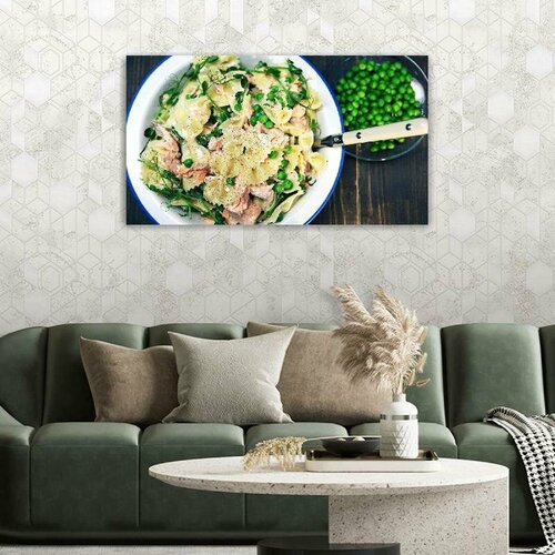 Картина на холсте 60x110 LinxOne "Зелень паста зеленый горошек" интерьерная для дома / на стену / на кухню / с подрамником