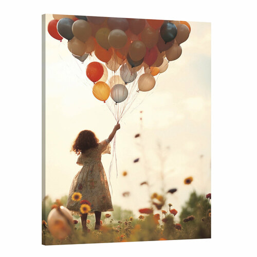 Интерьерная картина 50х70 "Девочка и шарики"