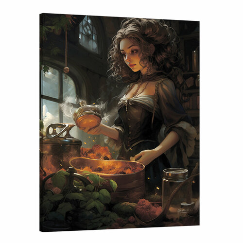 Интерьерная картина 50х70 "Ведьмин кулинарный портрет"
