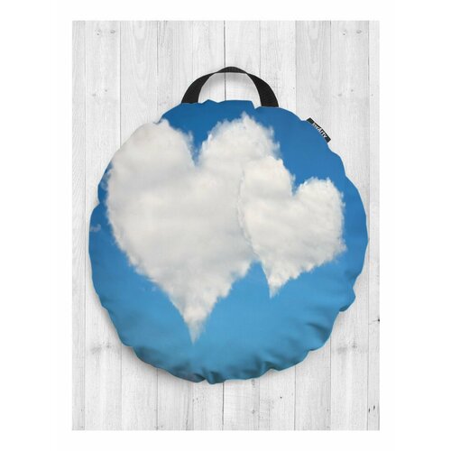 Декоративная подушка сидушка JoyArty "Облака в форме сердца" на пол круглая, 52 см