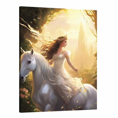 Интерьерная картина 50х70 "Принцесса верхом на лошади"
