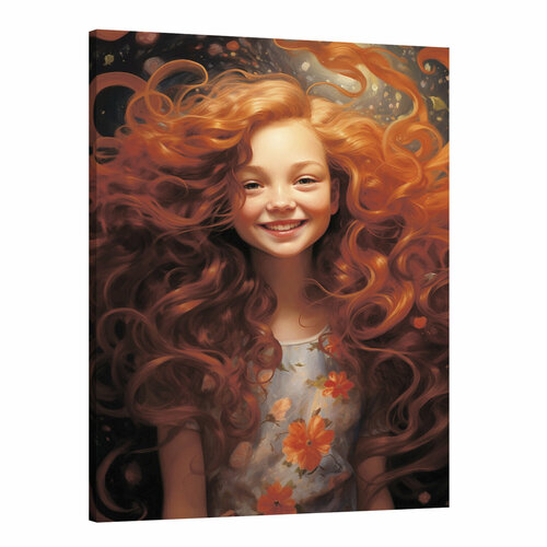 Интерьерная картина 50х70 "Волшебный мир девочки на холсте"