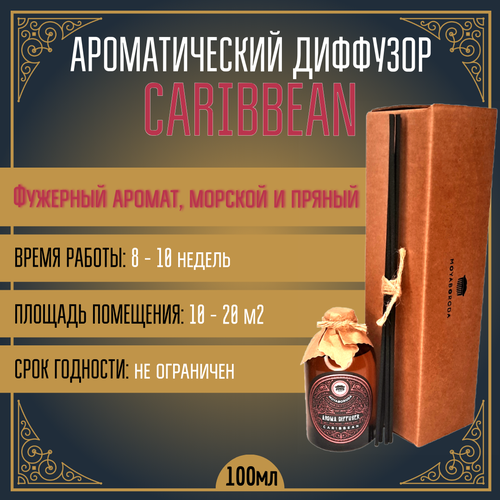 MOYABORODA Ароматический диффузор "CARIBBEAN" (в комплекте палочки для диффузора) (100мл)