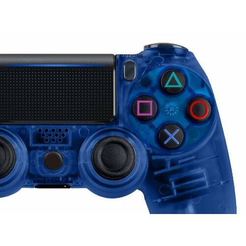 Беспроводной джойстик (геймпад) для PS4, Bluetooth - прозрачный синий