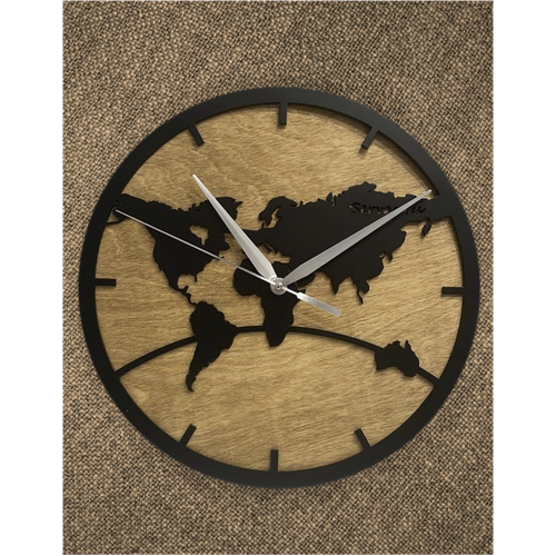 Часы настенные с картой мира, деревянные, 36 см