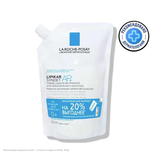 La Roche-Posay Lipikar Syndet AP+Крем-гель очищающий для сухой кожи Eco-Refill см/блок 400 мл 1 шт