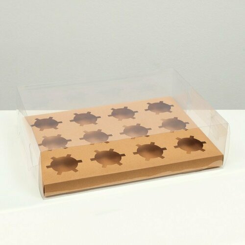 Коробка на 12 капкейков, крафт, 34.7 × 26.3 × 10 см (комплект из 8 шт)