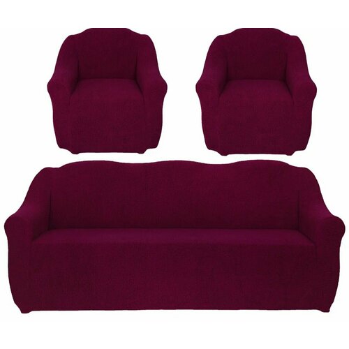 Ворсовые плюшевые чехлы на трехместный диван и 2 кресла