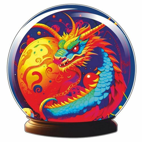 Наклейка круг "Дракон (стеклянный шар)", 100х100мм, вид 3, Арт рэйсинг