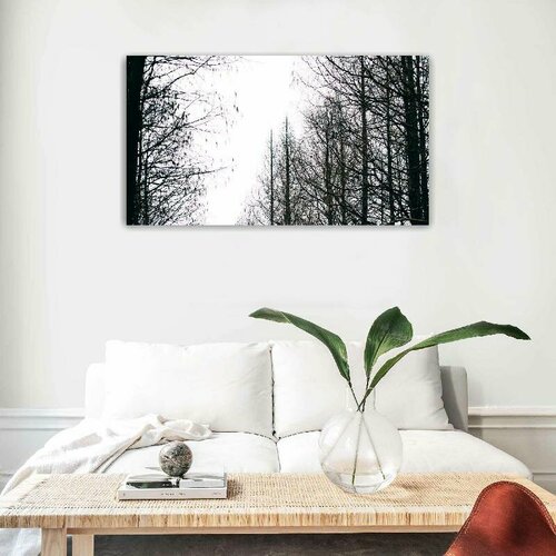 Картина на холсте 60x110 LinxOne "Пейзаж Природа Деревья Осень" интерьерная для дома / на стену / на кухню / с подрамником