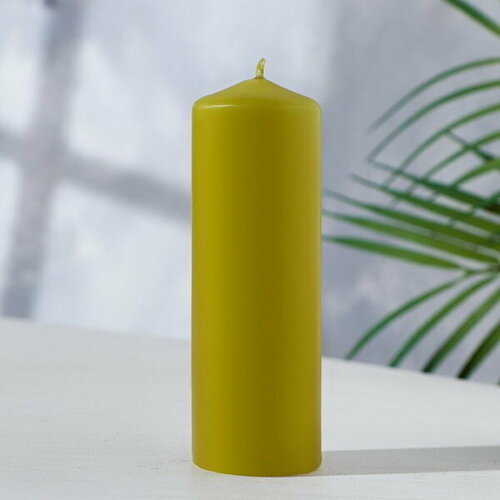 Свеча - цилиндр, 4x12 см, 15 ч, оливковая