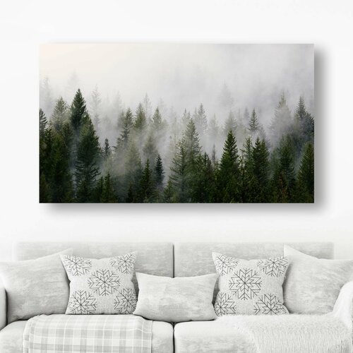 Картина на холсте "туманный ЛЕС" 90х60см/ Картина для интерьера дома