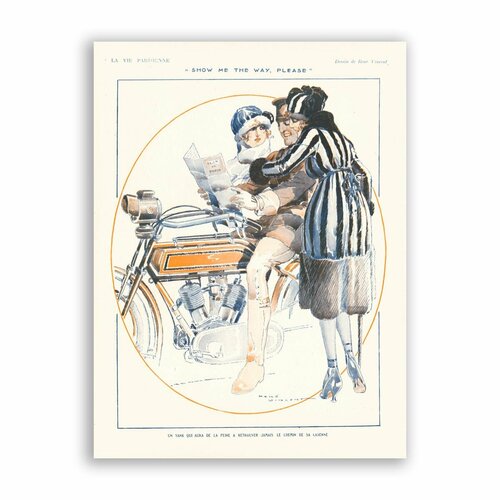 Постер на бумаге в стиле Пин-ап / La Vie Parisienne - Show me the way, Please / Размер 40 x 53 см
