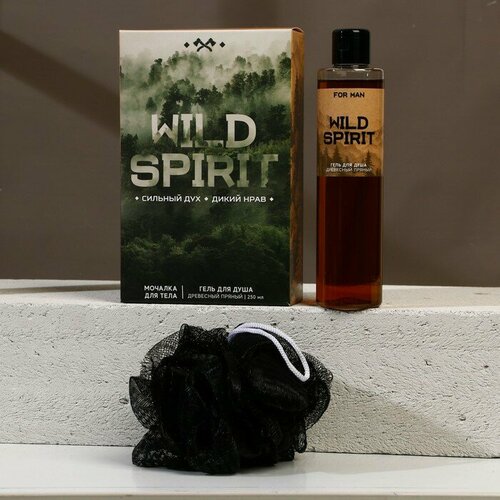 Набор Wild spirit, гель для душа, 250 мл и мочалка для тела