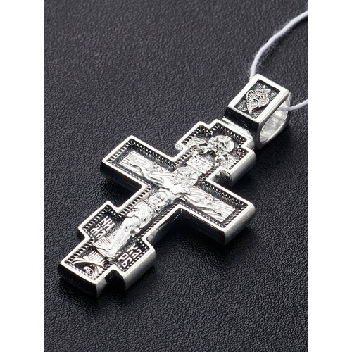 Крестик Angelskaya925 Крест серебряный мужской кулон подвеска серебро для мужчин, серебро, 925 проба, чернение, размер 4 см.