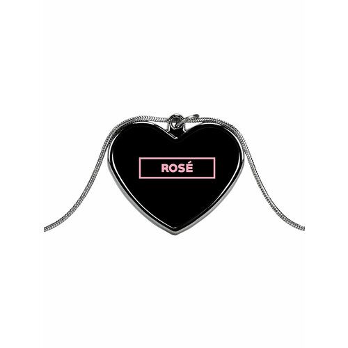 Комплект украшений Подвеска сердечко с рисунком на тонкой цепочке, металл, длина 25 см, черный