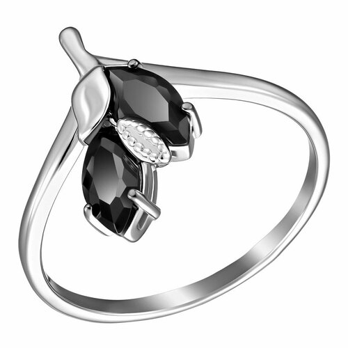 Кольцо UVI Ювелирочка, серебро, 925 проба, родирование, размер 19, черный, серебряный