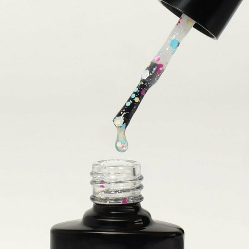 Гель лак для ногтей, «MILK GLITTER», 3-х фазный, 8мл, LED/UV, цвет прозрачный (03)