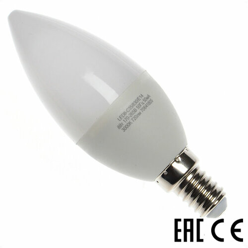 Лампа 8Вт LED8-C35/845/E14 220В 4500К светодиодная свеча холодный белый свет (Camelion) (5 шт. в комплекте)