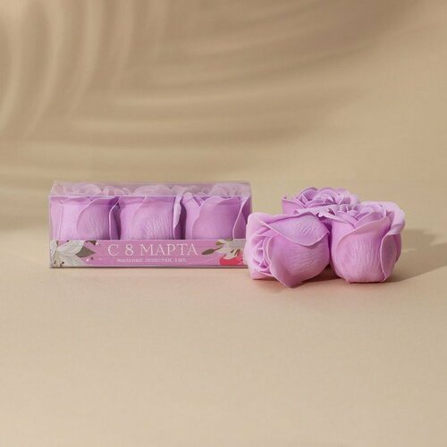 Мыло для рук «С 8 марта», 3 шт, аромат цветочный, чистое счастье (комплект из 12 шт)