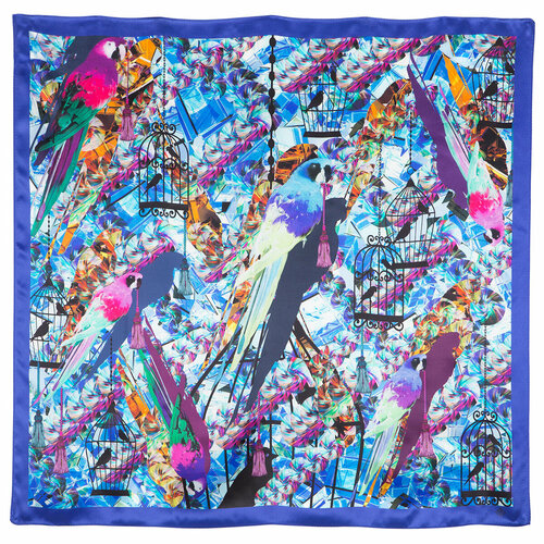 Платок Павловопосадская платочная мануфактура,89х89 см, синий, фиолетовый