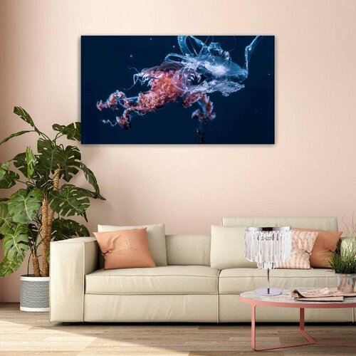 Картина на холсте 60x110 LinxOne "Животные Океан Медуза" интерьерная для дома / на стену / на кухню / с подрамником