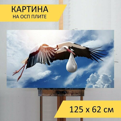 Картина на ОСП 125х62 см. "Птица, природа, крыло" горизонтальная, для интерьера, с креплениями
