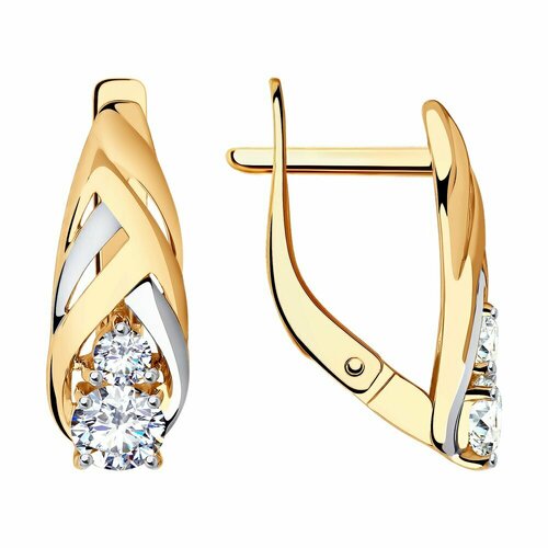 Серьги Diamant online, красное золото, 585 проба, фианит, бесцветный